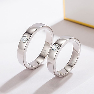 Dankadi Fashion Sterling Silver Men & Women Wedding Band Engagement Ring With Cubic Zirconia CZ 4.5MM Smooth Plain Dome Comfort Couples Ring Sizes 5 to 13 (7)