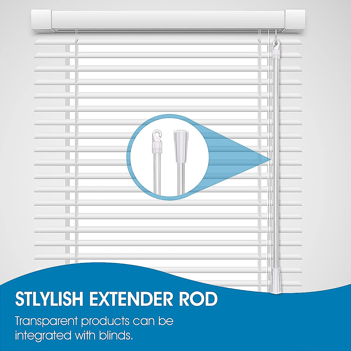 Grevosea 2 Pieces Blind Wand for Window Blinds, Vertical Blinds Replacement Stick Clear Plastic Blind Opener Stick Blind Stick with Hooks and Grips Rod for Vertical & Wood & Cordless Blinds 12 Inches