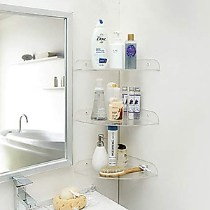 MyGift Premium Clear Acrylic Small Corner Shelf, Wall Hanging Display Floating Shelves, Set of 3