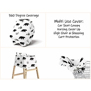 Stretchy Multi Use Cover Car Seat Canopy Woodland Bears Nursing Cover Shopping Cart Baby Cover