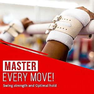 Reisport Women's Uneven Bar Double Buckle Gymnastics Grips - Durable Leather Hand Grips for Gymnastics Bars Women & Girls - Gymnastics Equipment & Accessories Advanced Gymnasts, Made In USA - Small