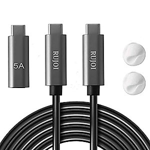 RUJOI Long USB C Cable 15FT with 100W Capacity, USB C to USC C 2.0 Cable Long 15 Feet Fast Charge Phone Cable 5A and 480Mps Data Speed, Cable Clip Included