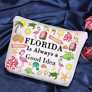 POFULL Florida vacation Gift Florida Is Always a Good Idea Cosmetic Bag Florida Travel Gift (Florida Is Always Cosmetic Bag)