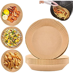 Airfryer parchment paper l Nordic unbleached Liners 9 inch [50pcs] Steamer sheets l non-stick basket mat for frying pans, crockpot, oven, baking, Steaming Made in Norway