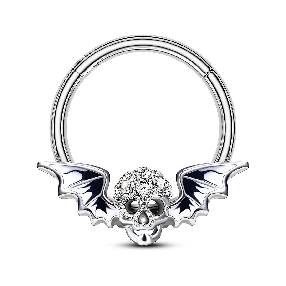 COCHARM Skeleton Wing 16 Gauge Septum Ring Skull Daith Earrings Surgical Steel Septum Rings Dainty Septum Nose Rings 10MM Conch Hoop Earring