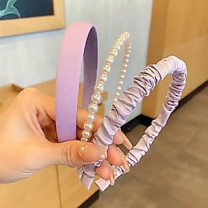 Ooosonlu Fashion Pearl Hairbands Set - Non-Slip Hair Accessories with Different Patterns for Women and Girls