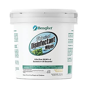 Benefect Botanical Disinfecting Wipes - (250 Wipe Count) Natural, No Residue - Antibacterial Disinfectant, Multi-Surface Cleaning and Sanitizing Wipes