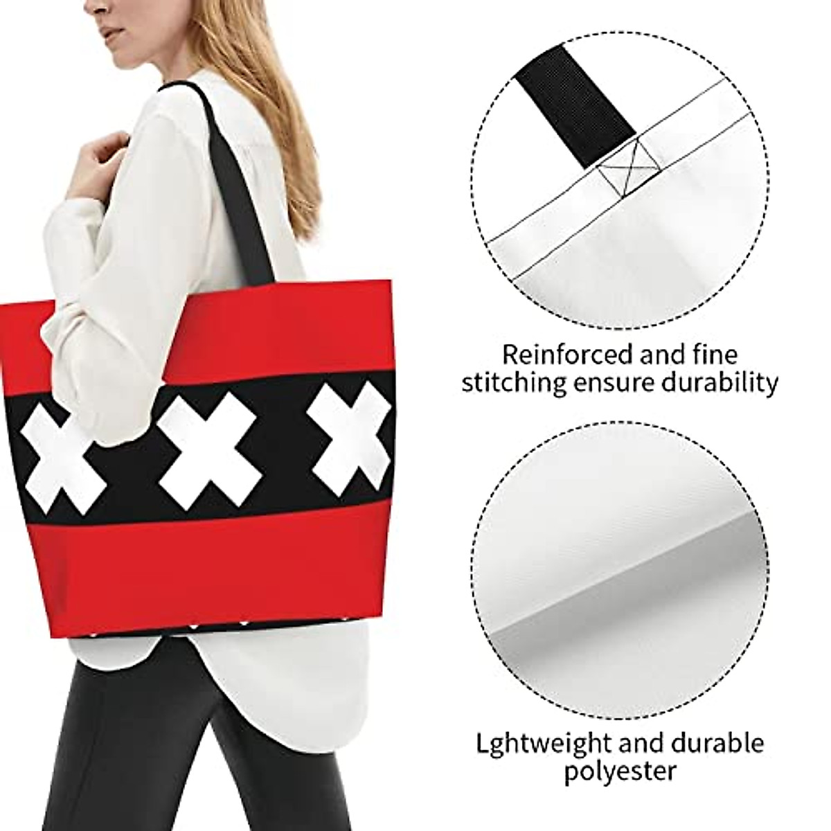 Amsterdam City Flag Tote Storage Bag Women'S Big Capacity Shopping Shoulder Bag With Inner Pocket