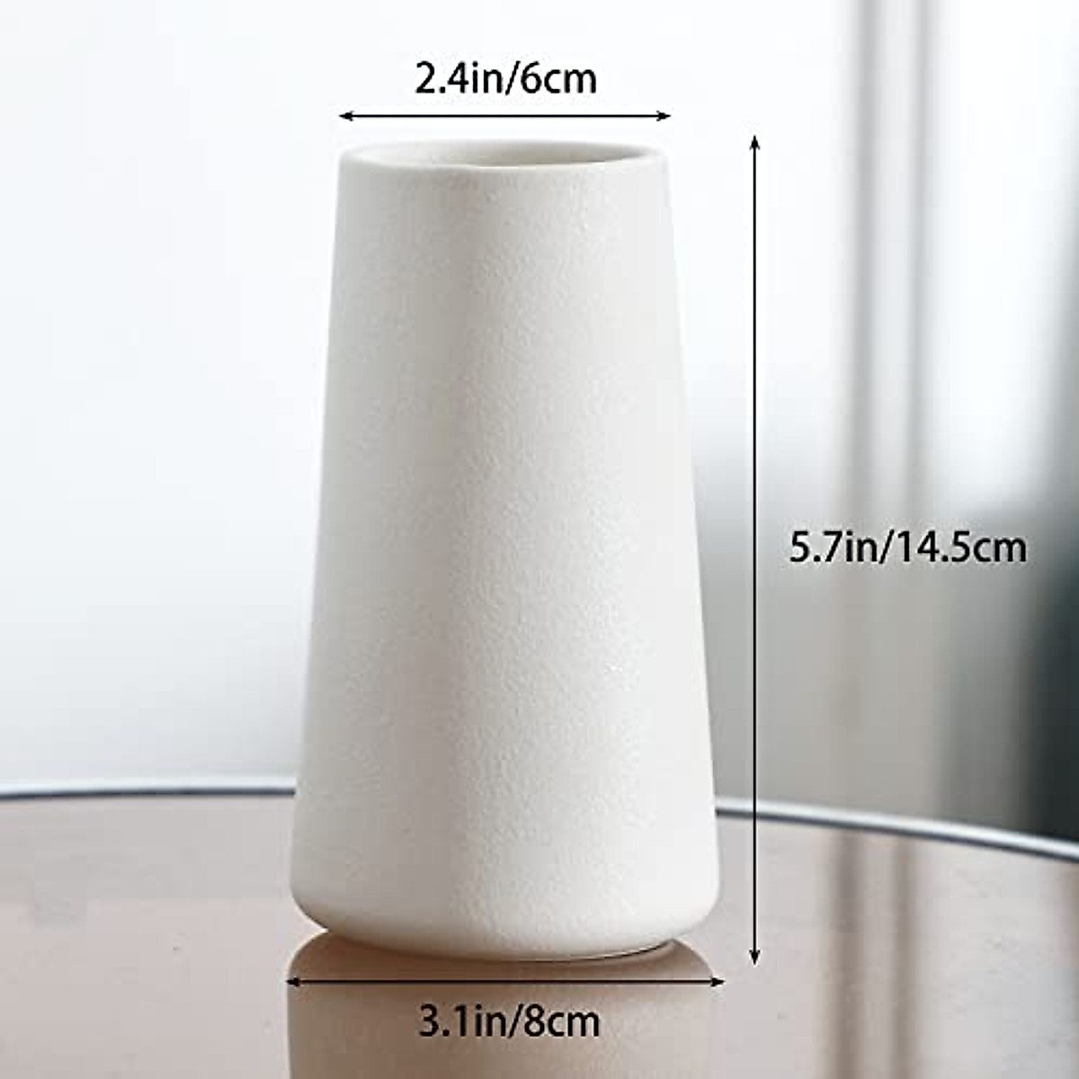 CUCUMI Ceramic Vase, Flower Vase Minimalism Style for Modern Table Shelf Home Decor, White Vase for Fireplace Bedroom Kitchen Living Room Centerpieces Office Desk Wedding Party Housewarming Gift