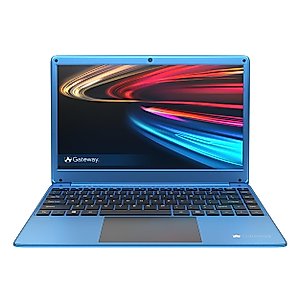 Gateway 14.1" Ultra Slim Notebook, FHD, Intel Celeron, Dual Core, 4GB/64GB, Tuned by THX Audio, Mini HDMI, Cortana, 1MP Webcam, Windows 10 S, Microsoft 365 Personal 1-Year Included, Blue