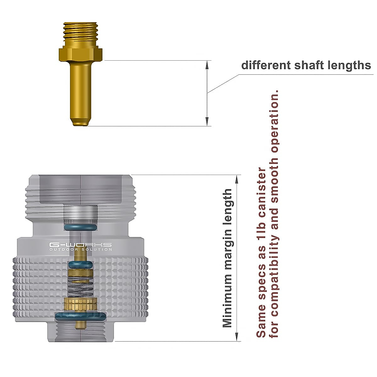 G-WORKS 1lb-SCREW Butane adapter/EPI Adapter/Lindal Valve Canister / 1lb Adapter/Gas Adapter