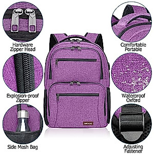 BIKROD Travel Laptop Backpack, School Backpacks for Teen Boys Water Resistant Back Pack with USB Charging Port, Business Anti Theft Durable Computer Bag Gifts Fits 15.6 Inch Laptop-Purple