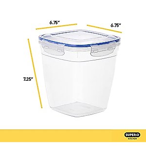 Superio Square Deep Sealed Container For Food, 3.5 Qt Plastic Container With Lid Keeps Food Fresh- For Pantry, Fridge- Microwave and Freezer Safe (1, 3.5 Quart)