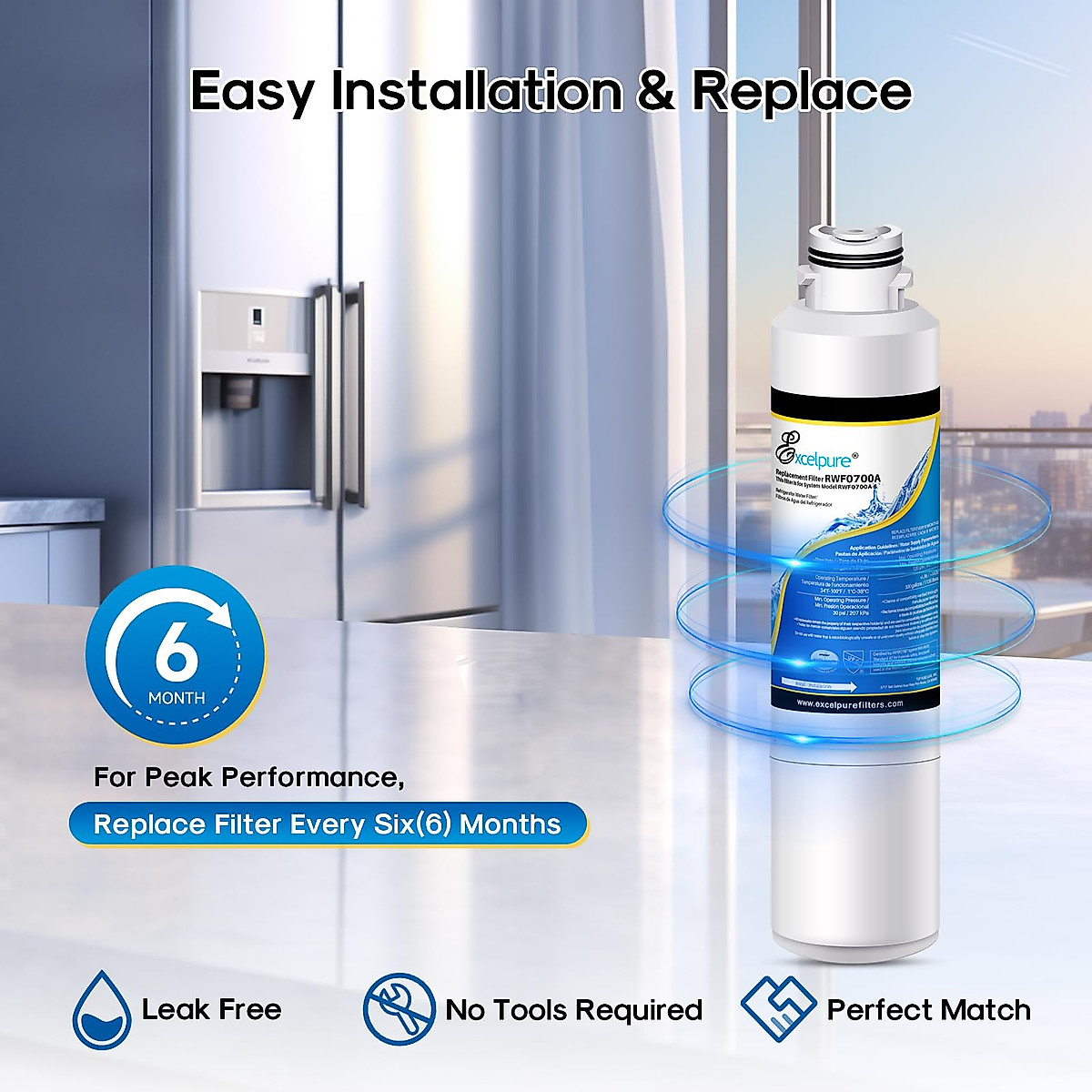 EXCELPURE DA29-00020B Replacement for Samsung HAF-CIN, RF28HMEDBSR,DA97-08006A, RF28HFEDBSR, RF28JBEDBSG, RF261BEAESR, RF4287HARS, RF263BEAESR, RF23HCEDBSR, RF28HFEDTSR,Refrigerator Water Filter,4PACK