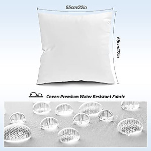 Fixwal 22x22 Inches Outdoor Pillow Inserts Set of 2, Waterproof Decorative Throw Pillows Insert, Square Pillow Form for Patio, Furniture, Bed, Living Room, Garden (White)