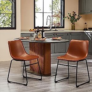 Sweetcrispy Dining Chairs Set of 4，Kitchen & Dining Room Chairs, PU Leather Cushion and Metal Legs Bar Chairs, Counter Height Bar Stools for Kitchen Island