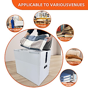 Sonahomo plastic storage bins with lids containers,55qt(19.7"x13.8"x11.8") 6 pack,collapsible moving boxes with handles stackable storage bins,Double-layer hollow shock-absorbing material,white