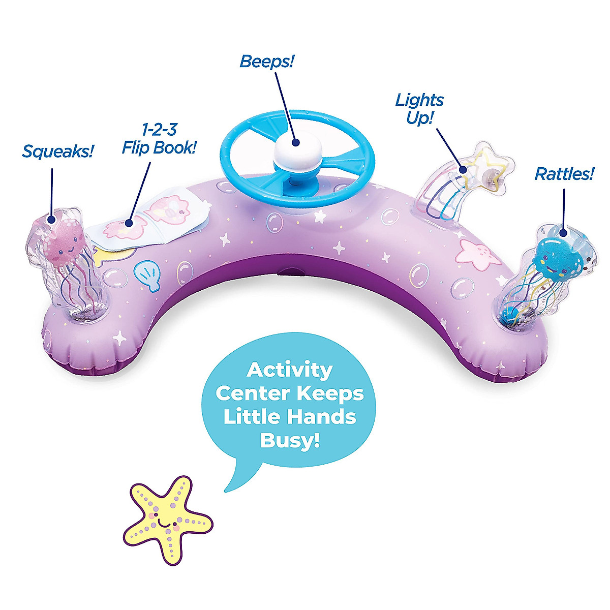 SwimSchool Baby Pool Float with Adjustable Canopy - 6-24 Months - Includes 5-Toy Interactive Play Console Safety Seat - Pink