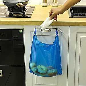 Hotop 3 Pieces Over The Cabinet Plastic Bag Holder Hanging Trash Bag Holder Made of Metal Garbage Bag Hanging Rack Rubbish Bag Holder for Kitchen Practical Sturdy Under Counter Over Door Silver