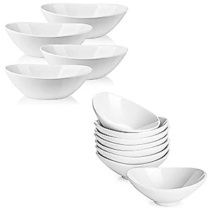 LIFVER 9" Large Serving Bowls Set of 4 Mini Dipping Bowls Set of 8