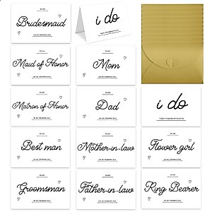 Spakon 26 Sets Wedding Party Thank You Cards Wedding Day Letters Gifts to My Bridesmaid on My Wedding Day with Golden Envelopes to Your Bridesmaid, Bridal, Mother, Father, Friends Gifts