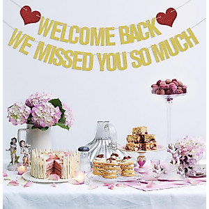 Welcome Back We Missed You So Much Banner, Welcome Back Family Party Decor, Welcome Home We Will Miss You Banner Decorations, Missed You So Much Banner Party Supplies Gold Red