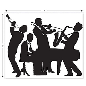 Beistle 20's Jazz Band Insta Mural Complete Wall Decoration Mardi Gras Music Party Supplies, 5' x 6', Black/White