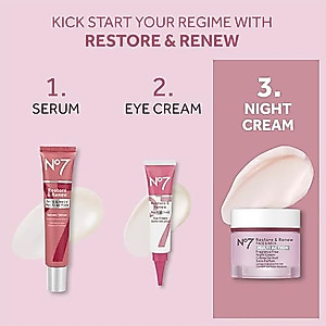No7 Restore & Renew Multi Action Face & Neck Night Cream - Collagen Peptide Anti-Aging Face Cream - Hydrating Hyaluronic Acid + Skin Firming Fragrance-Free (50ml)