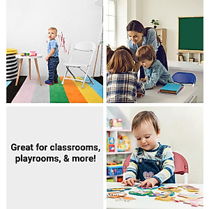 TentandTable Kids Size Poly Plastic Chairs with Metal Frame - Heavy Duty 220 lbs. Capacity - Lightweight & Stackable Folding Chair for Classroom Desk & Tables, Event, Banquet, Wedding (4 Pack, Blue)