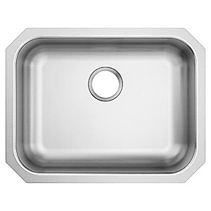 Moen GS18195B 1800 Series 23.5-inch 18 Gauge Undermount Single Bowl Stainless Steel Kitchen Sink, Rear Drain