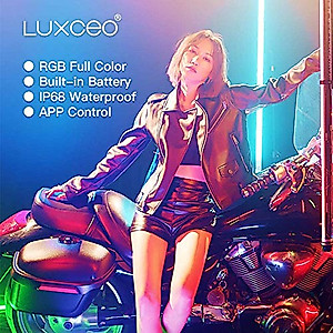LUXCEO P120 RGB Handheld Photography Light, APP Control 1350 Lumen LED Video Light Wand 360°Full Color 12 Lighting Modes CRI≥95 IP68 Waterproof Built-in Rechargeable Battery 3000k 5750k Colorful Stick