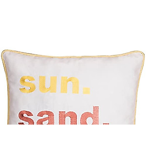 C&F Home Sun, Sand, Repeat Embroidered Pillow 16 x 16 White
