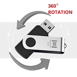 10 X MOSDART 16GB Bulk USB 2.0 Flash Drives Swivel Thumb Drives Zip Drive Memory Stick with Led Indicator,10 Pack Black