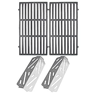 Hongso 18 7/8 Grill Grates and Heat Deflectors Replacement for Weber Genesis II 210 and Genesis II LX 240 Series Gas Grills 2017 and Newer, 66094 66801 66039 66684