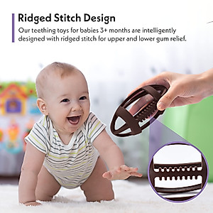 elbebe Silicone Football Baby Teether Toy -Teething Toys for Babies 0-6 months, BPA-free Baby Teething Toys, Chewable Baby Teethers 0-6 months, Baby Chew Toys for Teething Baby Relief -Chocolate Brown