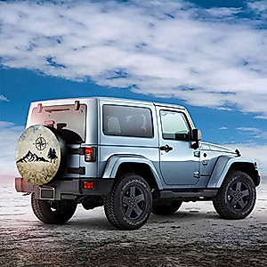 cozipink Nature Mountain Compass Spare Tire Cover Wheel Protectors Weatherproof Universal for Trailer Rv SUV Truck Camper Travel Trailer 14" 15" 16" 17"