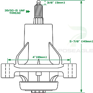 POSEAGLE 587125201 Mandrel Assembly Replace Husqvarna 587125201, 532174356, 174356, 174358, 539107515, Husqvarna z246 Spindle for Husqvarna z246, rz4623, rz46i, rz5424, yth2348, yth2448 Decks