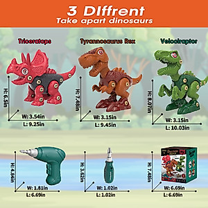 UNIWA Take Apart Dinosaur Toys, Dinosaur Toys with Dino Roar, STEM Construction Building Toys for Kids 3-5 5-7 with Electric Drill, Party Birthday Easter Gifts for 4 5 6 7 8 Year Old Boys Girls