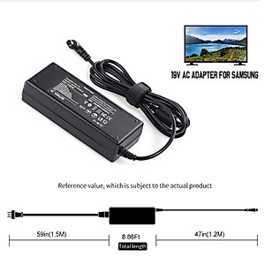 19V Power Cord TV Monitor Charger for Samsung A4819-FDY BN44-00837A A6619 FSM; HDTV TV Models 22" 32" UN32J UN22H LCD LED Plasma DLP; BN44-00837A A6619_FSM, HW-M360 Soundbar Power Supply Cord