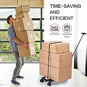 yookee home Small Hand Truck with 2 Ropes Folding Hand Truck Dolly Cart Collapsible Cart Heavy Duty Moving Dolly Portable Trolley for Luggage, Travel, Moving, Shopping, Office Use, Black