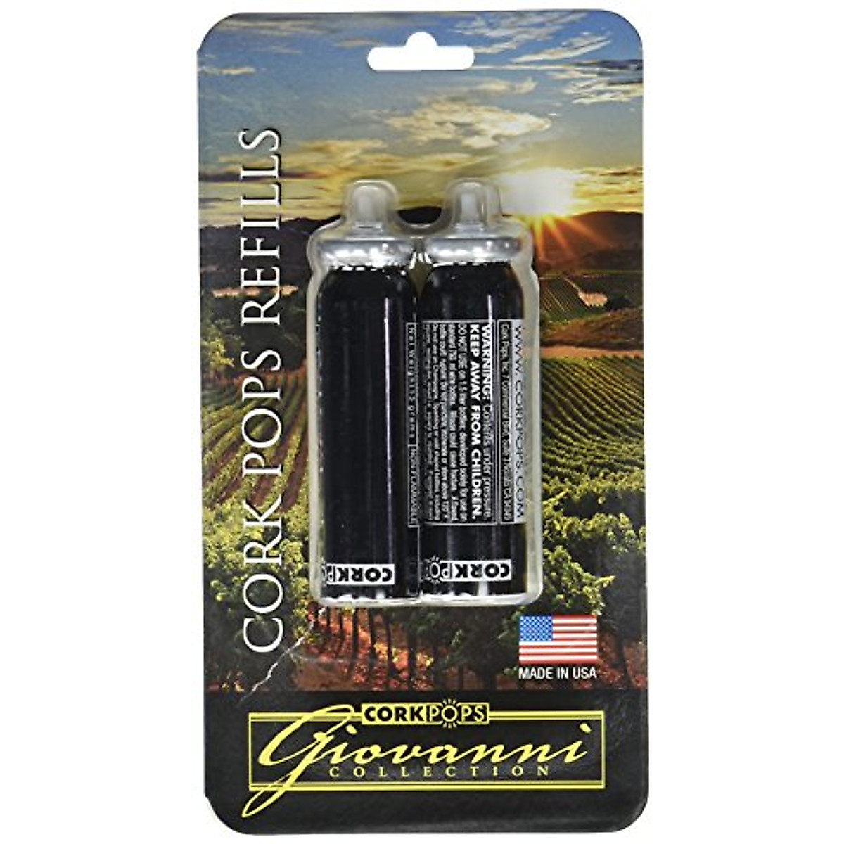 Cork Pops Black Giovanni Wine Bottle Opener Refills, Set of 2