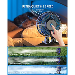 Desk Fan, USB Fan for Desk, Mini Desk Fan, 3 Speed Rotation Strong Wind, Protable Small Desktop Cooling Fan, Quite Mini Personal Fan for Home Office Table Bedroom Travel Curise(Black Blue)