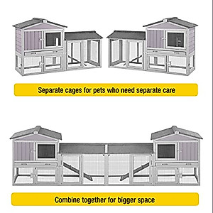 Aivituvin Chicken Coop for 4-6 Chickens Outdoor Duck House Wooden Quail Cage Hen Coop-Expandable Design