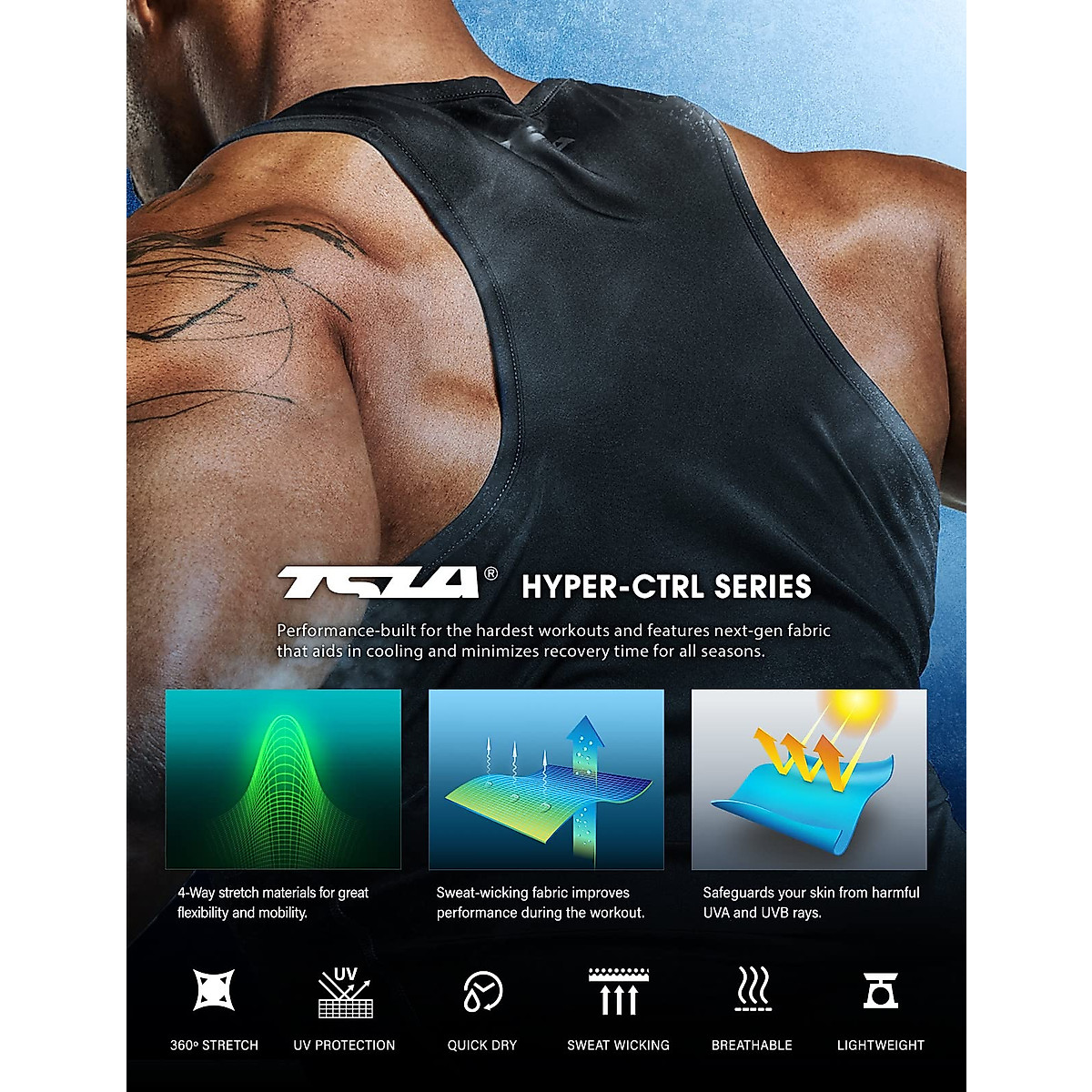 TSLA Men's Athletic Compression Sleeveless Tank Top, Cool Dry Sports Running Basketball Workout Base Layer, Active Shirts Black, Large