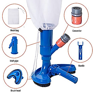 YSMJ Pool Cleaning Kit Pool Vacuum Jet Cleaner Poor Brush Chlorine Dispenser Pool Skimmer Net with 3 - Section Pole Pool Maintenance Set for Above Ground Pools Spas Hot Tub Fountains