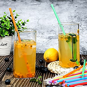 200 Pcs Colorful Disposable Drinking Plastic Straws.(0.23'' diameter and 8.26" long)-8 Colors