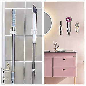 8PCS Broom Holder Wall Mount, Self Adhesive No Drilling Anti-Slip Mop and Broom Holder Organizer Hanger Wall Mount, Broom Gripper and Mop Holder Wall Mounted for Home Garden Garage Storage