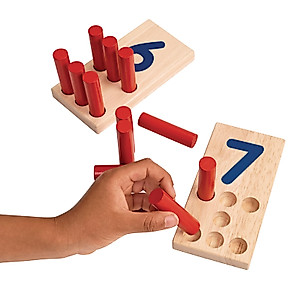 Excellerations Peg Number Board | Included: 10 Rubberwood Boards + 55 Wood Pegs + Storage Bag | Montessori Math Materials, Learning Manipulatives, Counting for Kids, Reggio Emilia Classroom Essentials