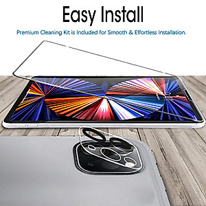 Ferilinso Designed for iPad Pro 12.9 Inch Screen Protector Accessories 2022 2021 2020 4th 5th 6th Generation 2 Pack Tempered Glass with 2 Pack Camera Lens Protector 9H Hardness Face ID Suitable