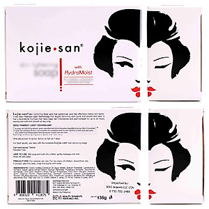 Kojie San Skin Brightening Soap - Original Kojic Acid Soap that Reduces Dark Spots, Hyperpigmentation, & Scars with Exfoliating Soap Net Included – 135g x 6 Bars